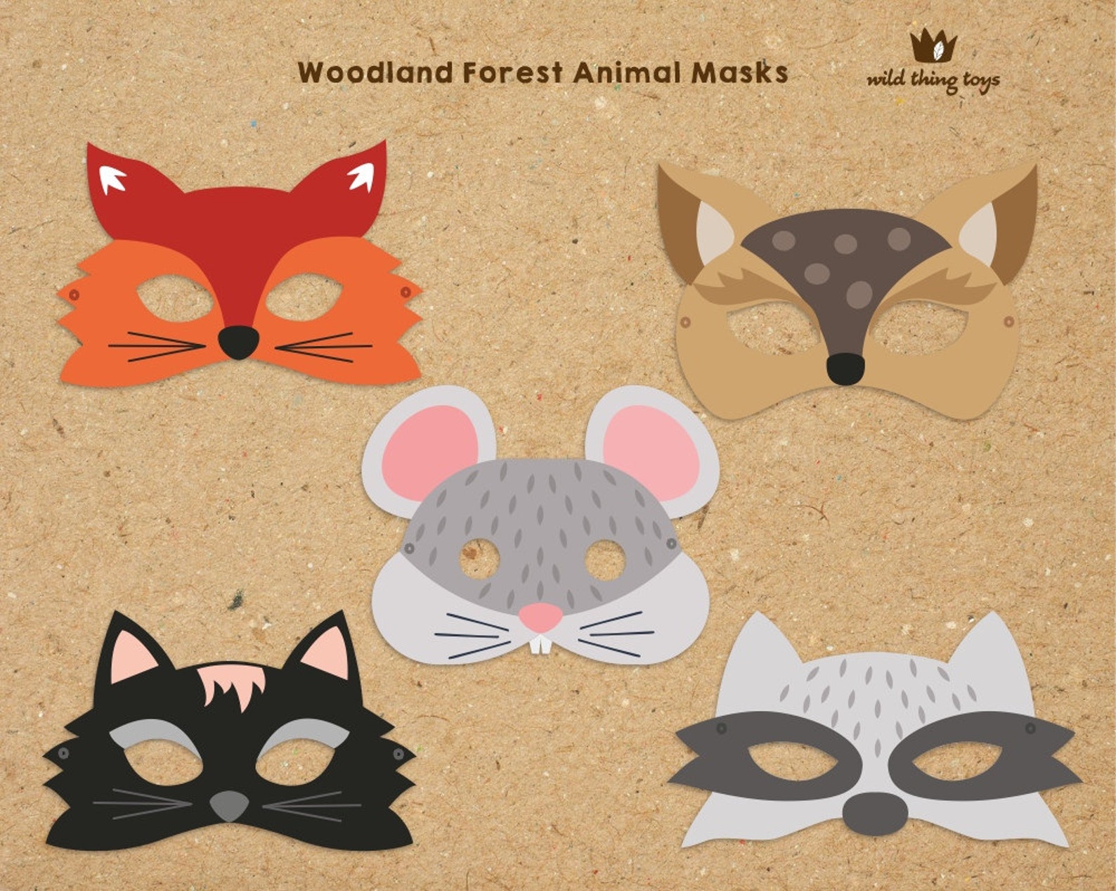 Woodland Forest Animals Printable Masks Woodland Animal Mask - Etsy UK