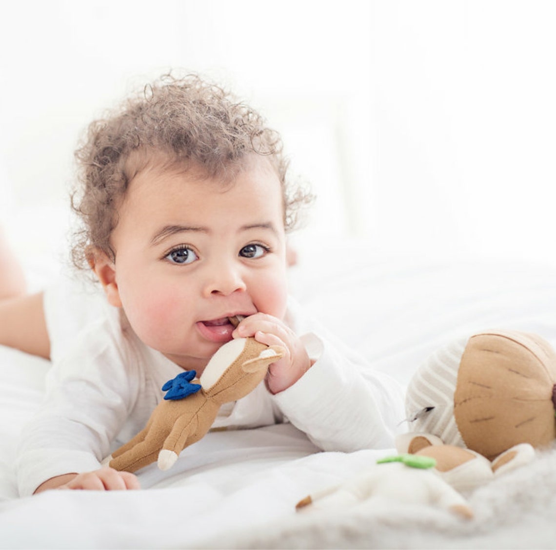 Fair Trade Baby Doll Rattle With Blue Bow Forest Woodland - Etsy