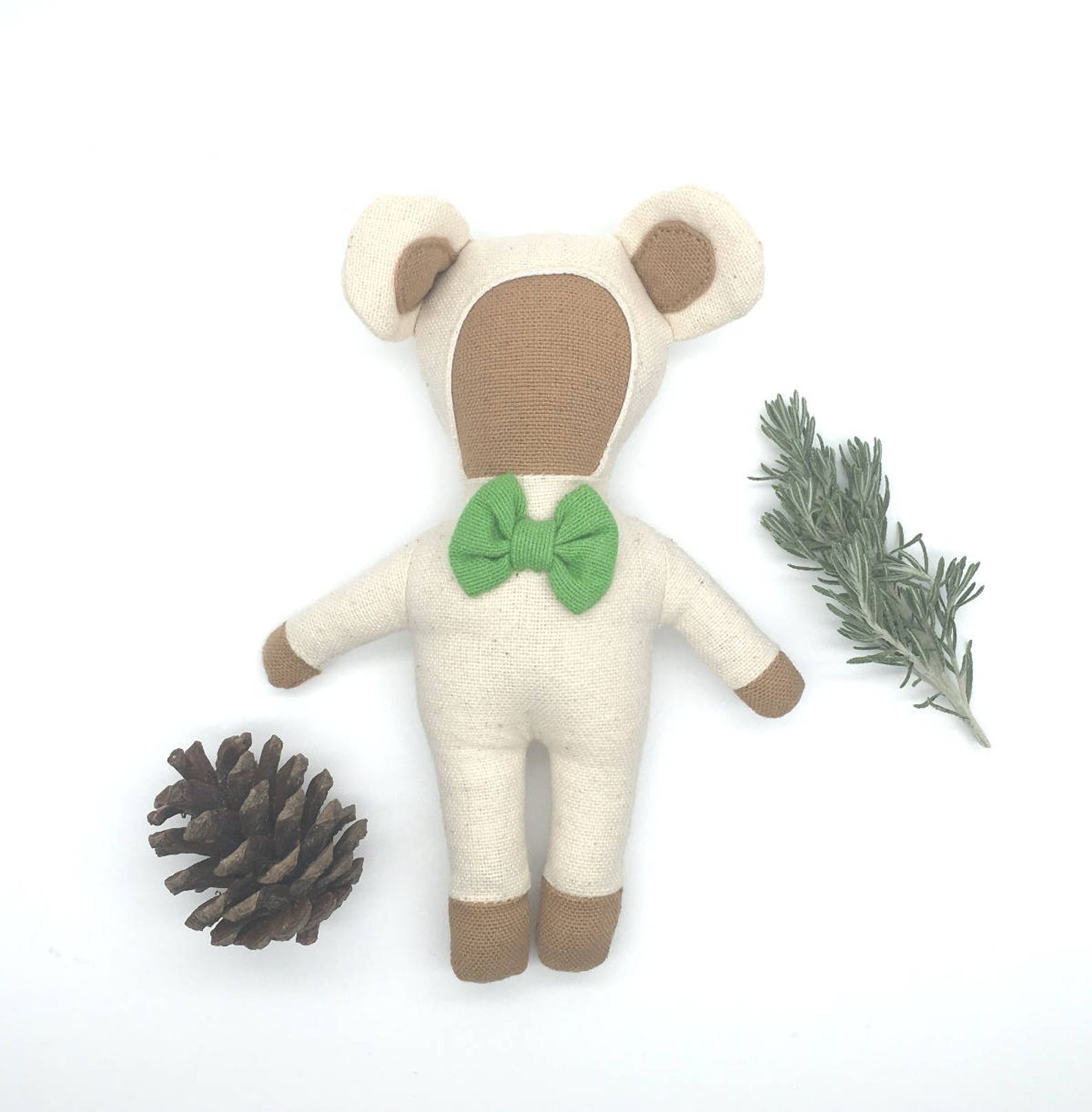 Fair Trade Baby Doll Rattle With Green Bow Forest Woodland - Etsy