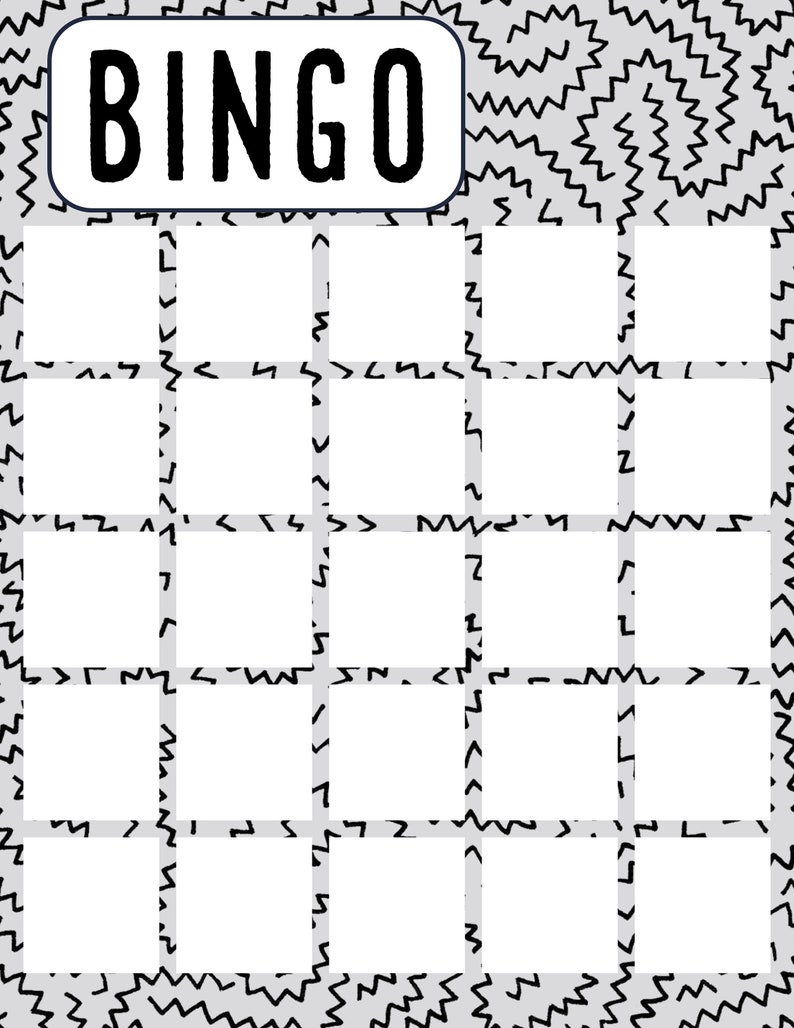 Printable Bingo Cards Black and White Fill-in Blank | DIY Bingo Card ...