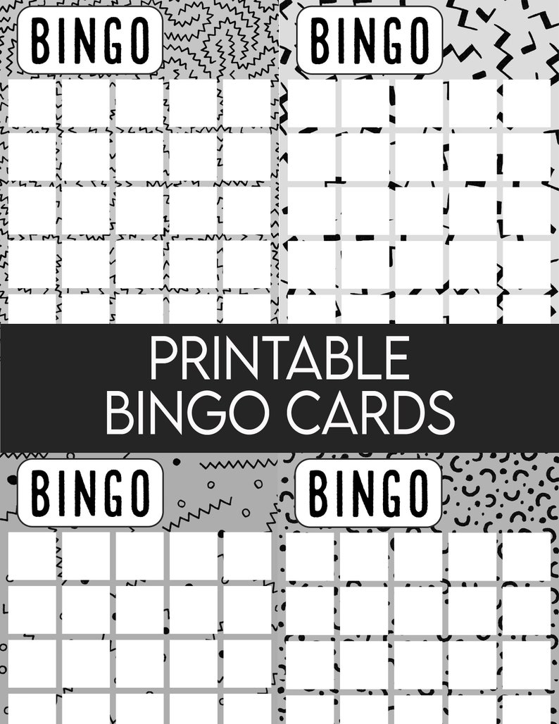 Tarjetas de bingo imprimibles en blanco y negro para rellenar ...