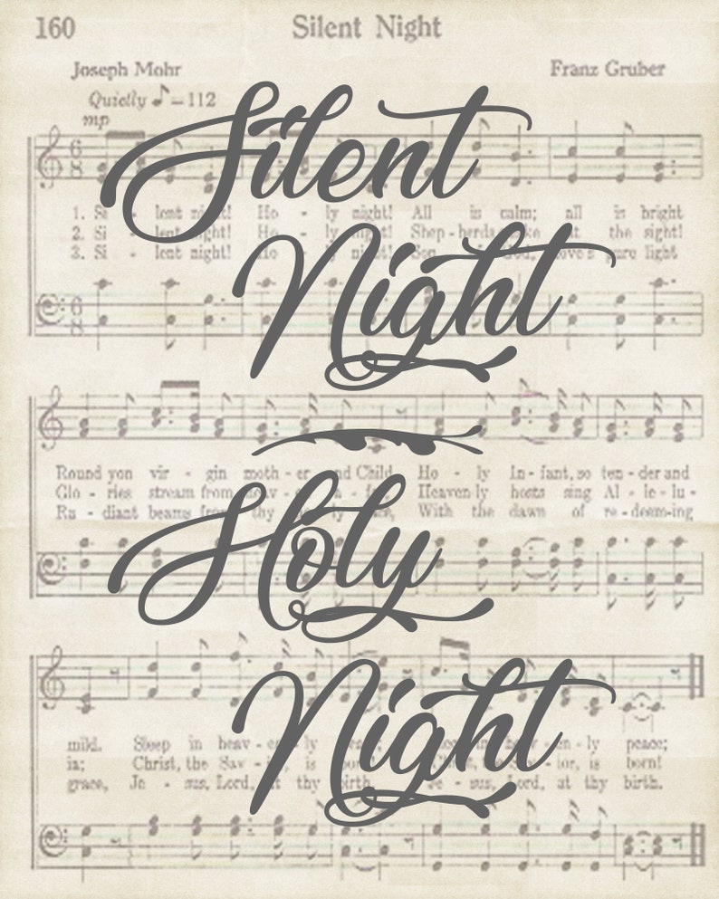 Silent Night Hymn Art 8x10 Instant Download - Etsy