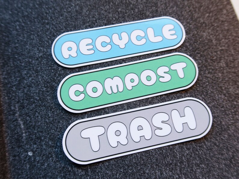 Recycling, Trash, Compost Sticker Pack - Etsy