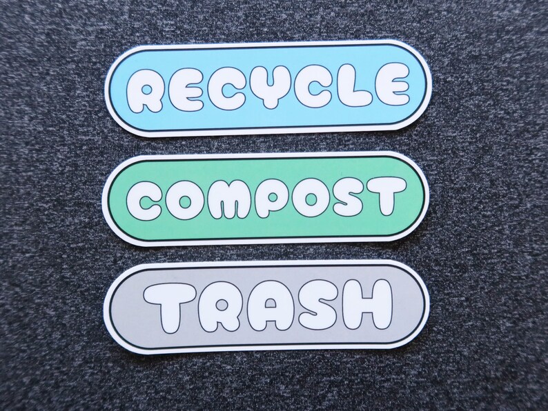 Recycling, Trash, Compost Sticker Pack - Etsy
