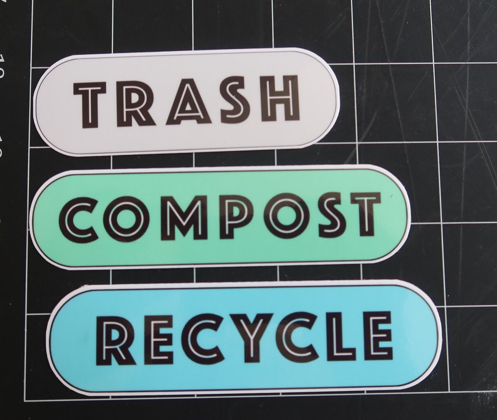 Recycling, Trash, Compost Sticker Pack in Striking Bold Font - Etsy