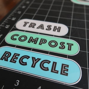 Recycling, Trash, Compost Sticker Pack in Striking Bold Font - Etsy