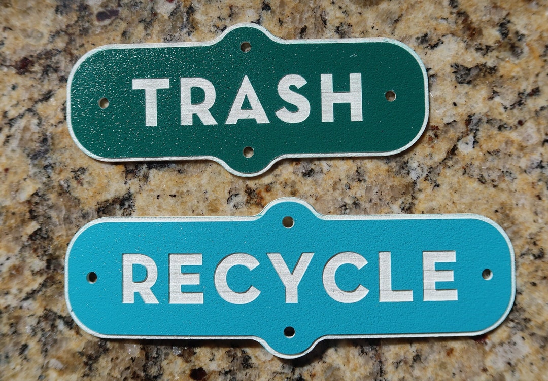 Recycle and Trash Sign Pack -medium Size Etched Acrylic - Etsy