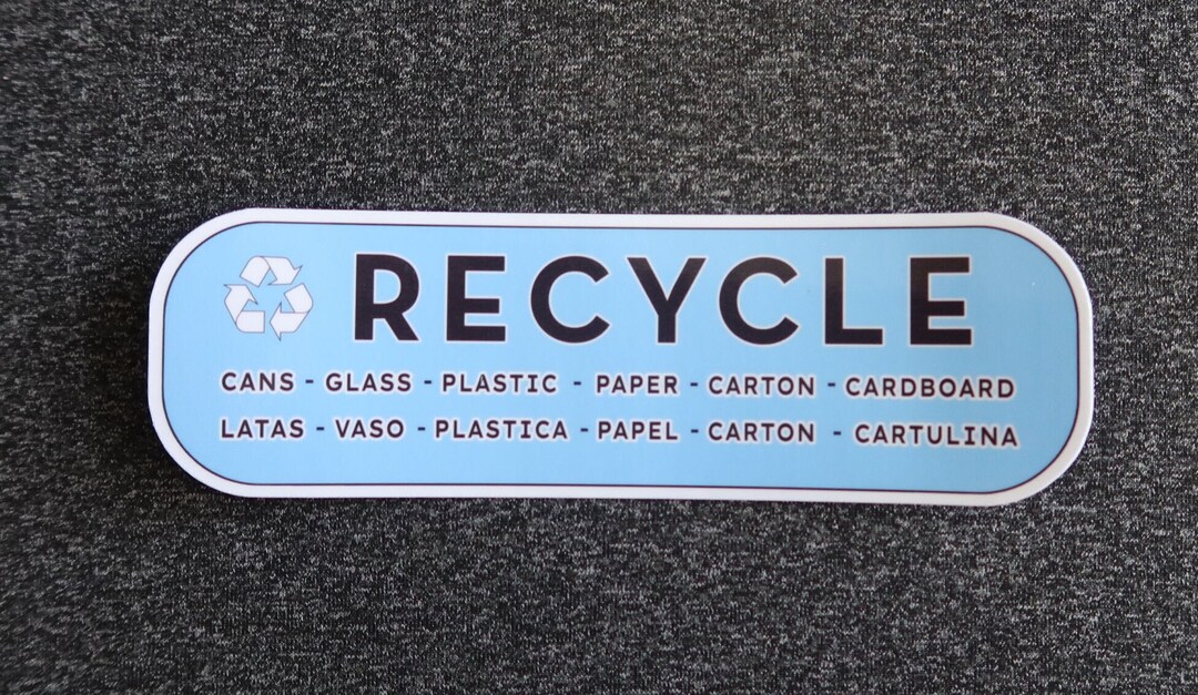 Recycling Sticker in English and Spanish With Full Material List - Etsy