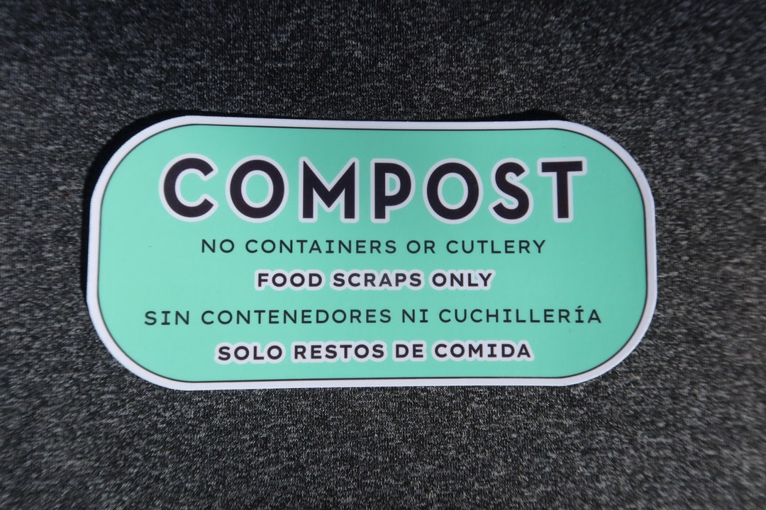 Bi Lingual Compost Sticker in English and Spanish W/ Clear Instructions ...