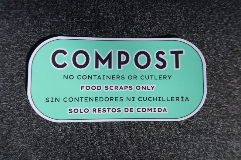 Bi Lingual Compost Sticker in English and Spanish W/ Clear Instructions ...