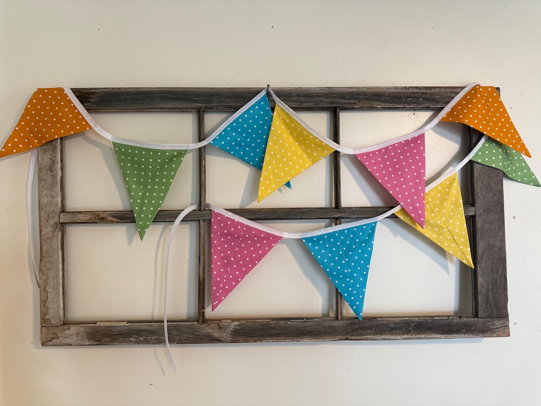 Polka Dot Bunting Fabric Banner - Etsy