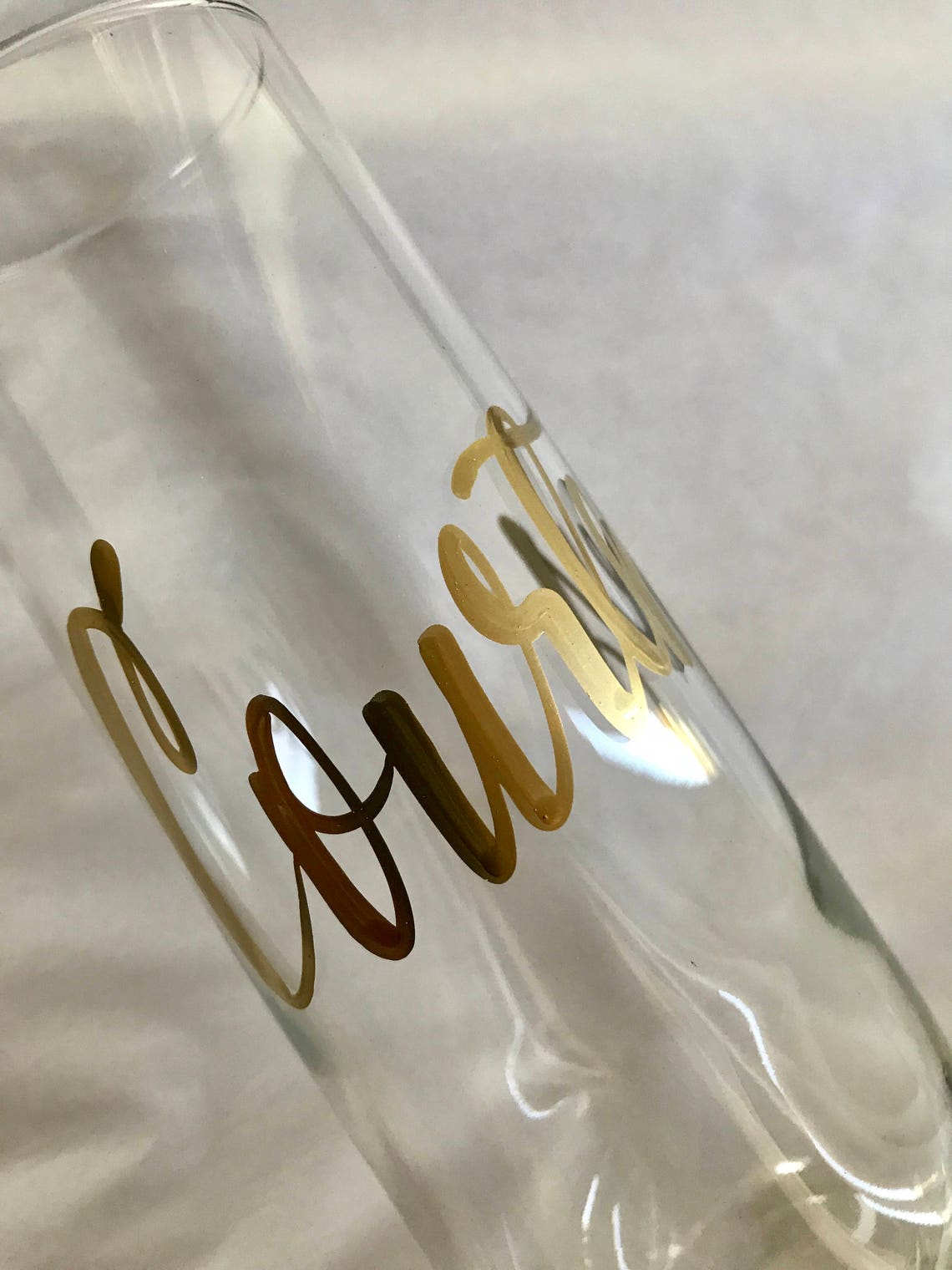 Personalized Stemless Champagne Flute: Hand Painted Gold, Bridesmaid ...