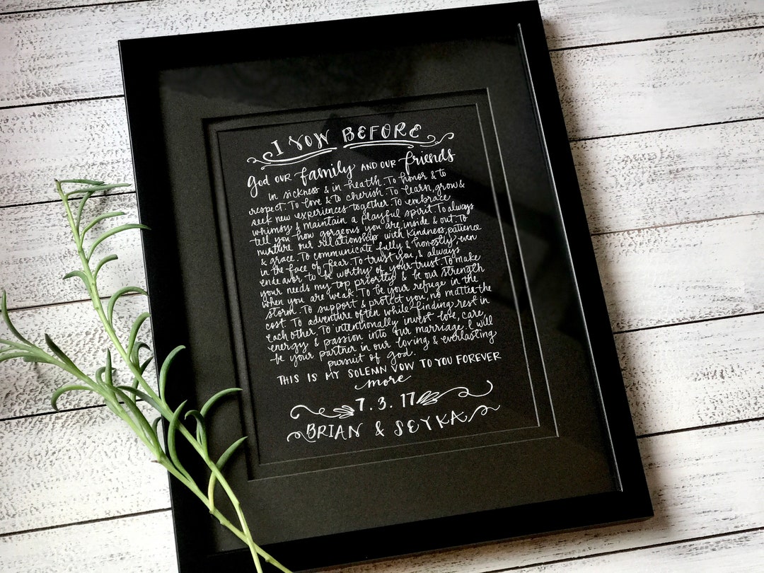Hand Written Vows. Wedding Vow Artwork . Calligraphy Vows . Poem ...