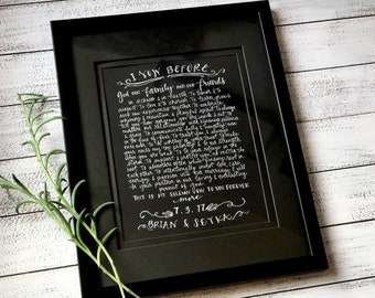 Hand Written Vows. Wedding Vow Artwork . Calligraphy Vows . Poem ...