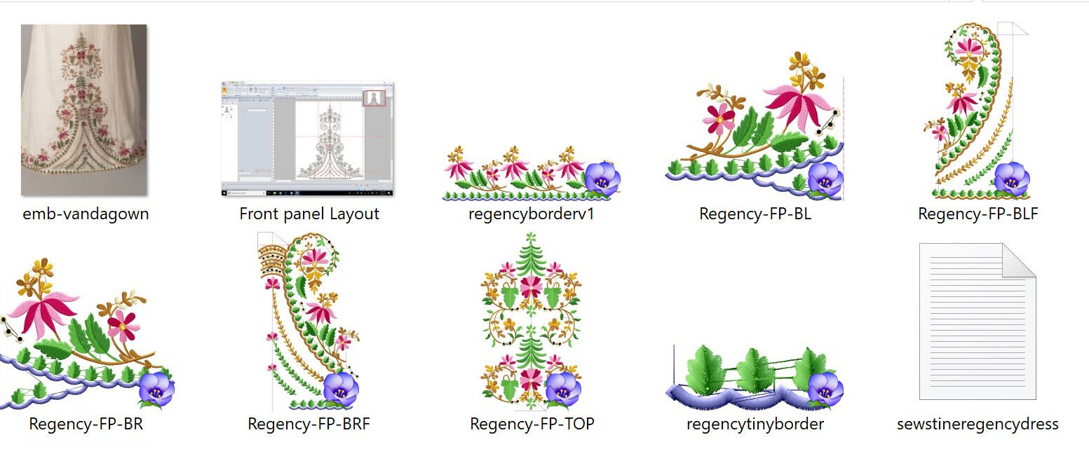 Regency Dress Embroidery Pattern Machine Patterns ONLY - Etsy
