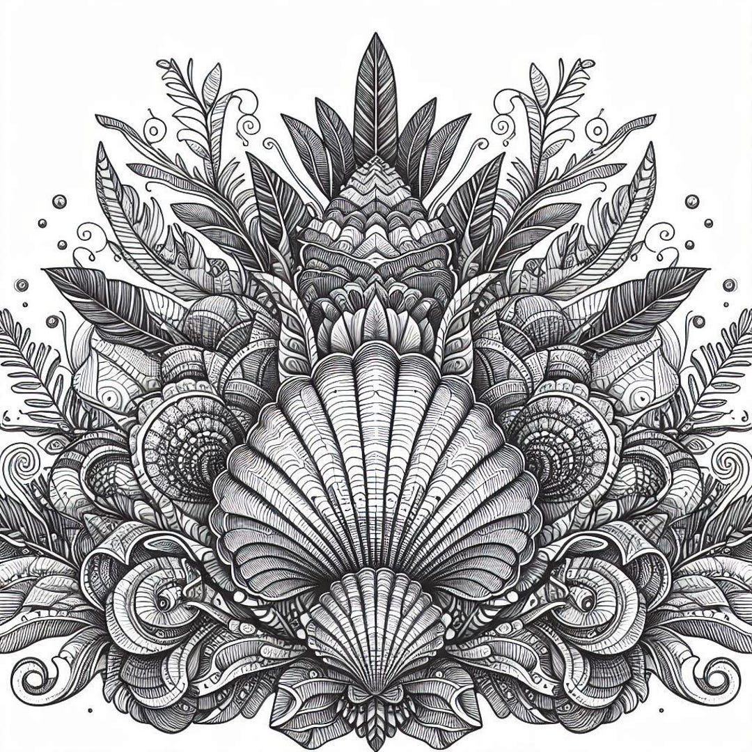 Adult Coloring Page, Ocean Life - Etsy
