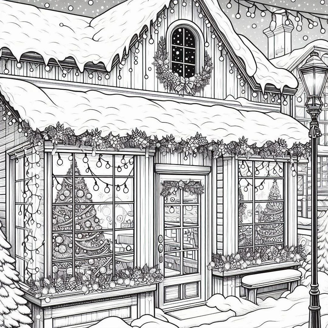 Winter Holiday Coloring Page - Etsy