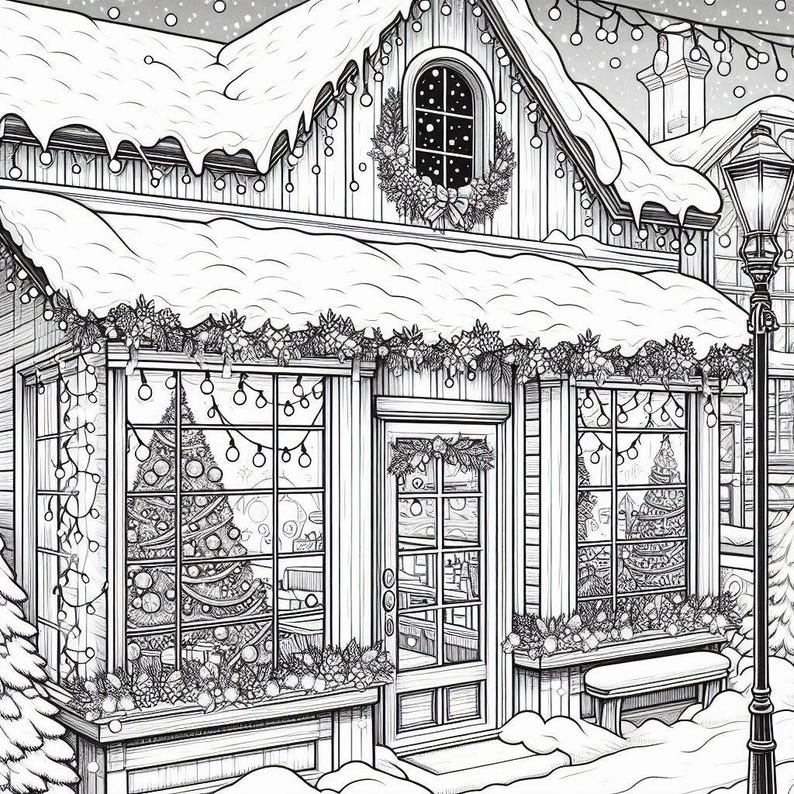 Winter Holiday Coloring Page - Etsy