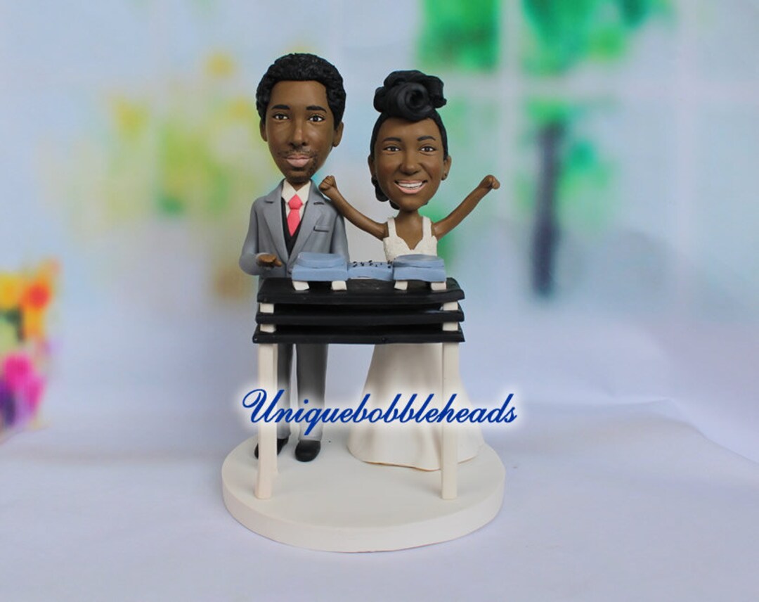 Custom DJ Wedding Cake Topper: Polymer Clay Bride and Groom - Etsy