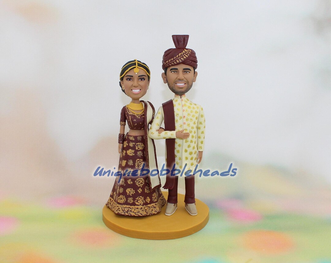 Custom Indian Wedding Cake Topper: Personalized Bobbleheads - Etsy ...