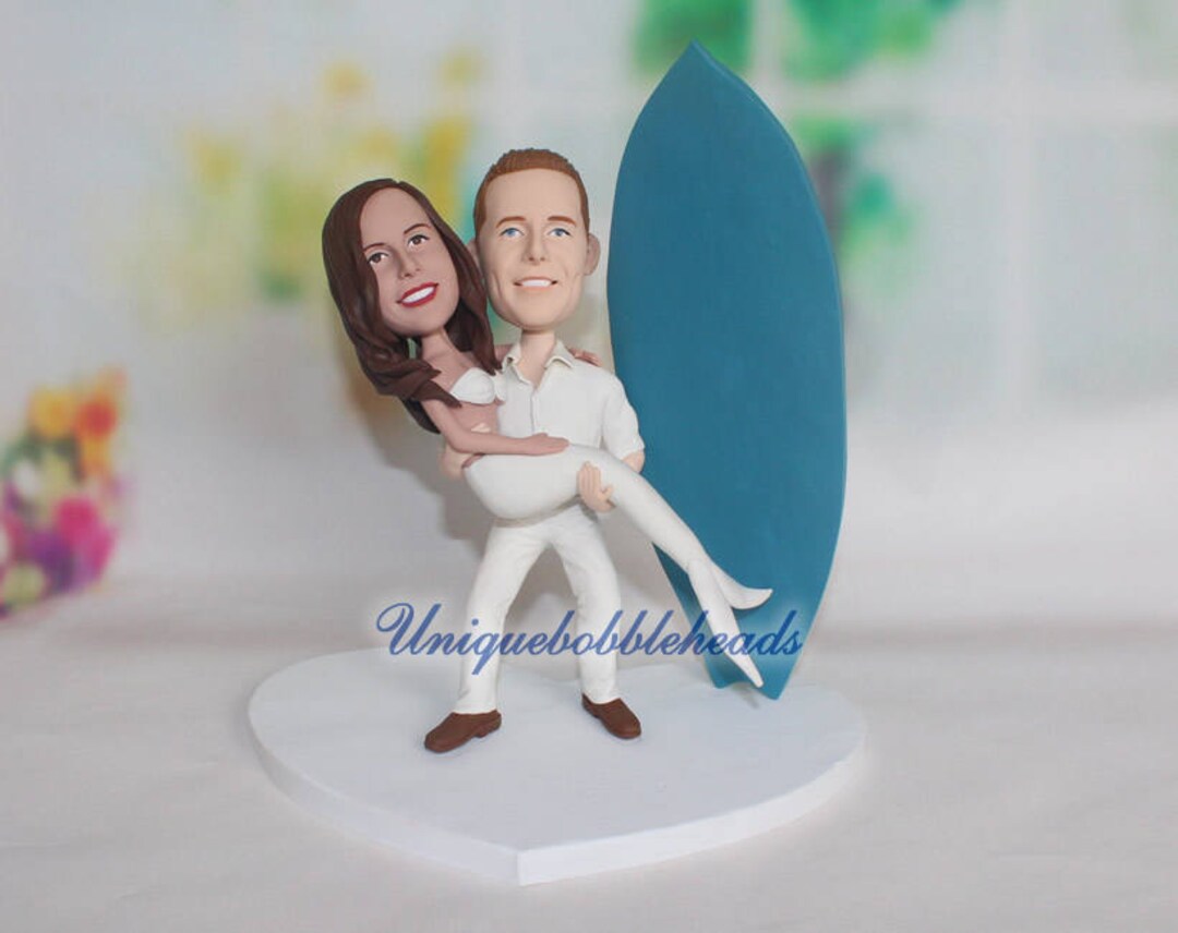 Custom Mermaid Wedding Cake Topper: Groom Holding Bride Bobblehead - Etsy
