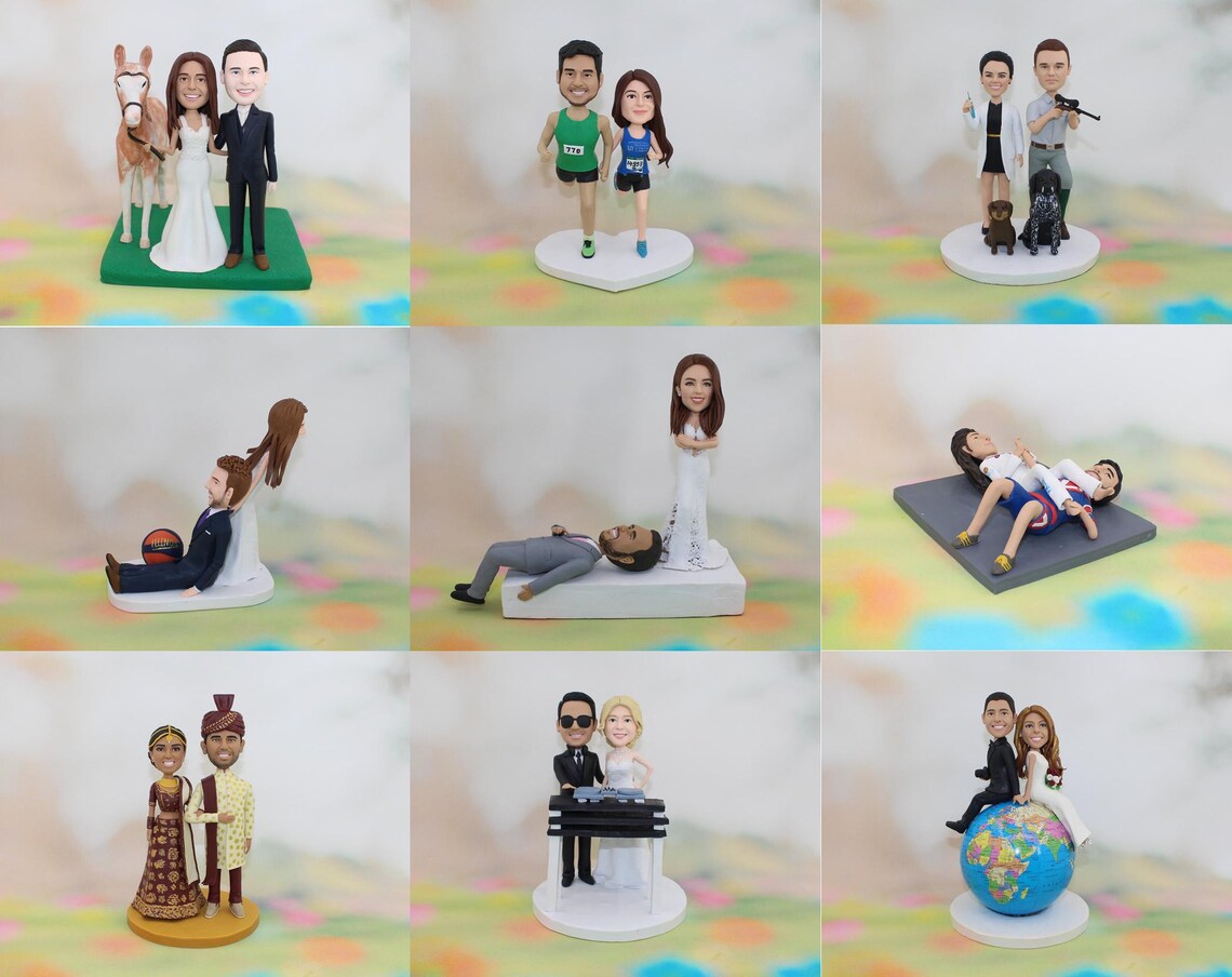 Personalized Wedding Cake Topper: Custom Polymer Clay Figurine - Etsy