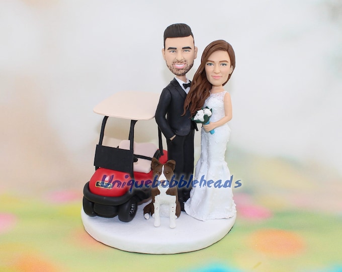 Custom Golf Cart Wedding Cake Topper: Personalized Bobbleheads - Etsy