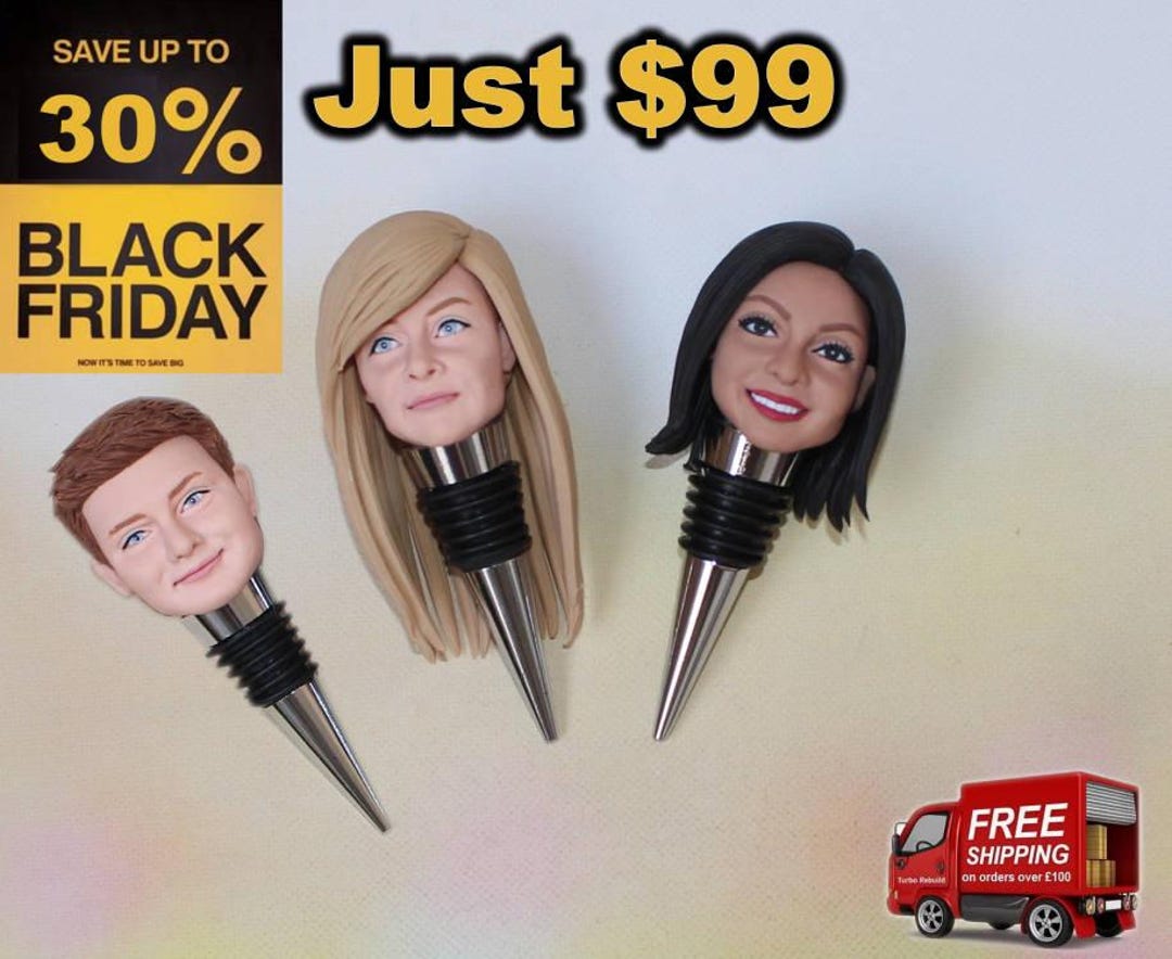 Custom Face Wine Stopper: Personalized Polymer Clay Gift Bottle Stopper ...
