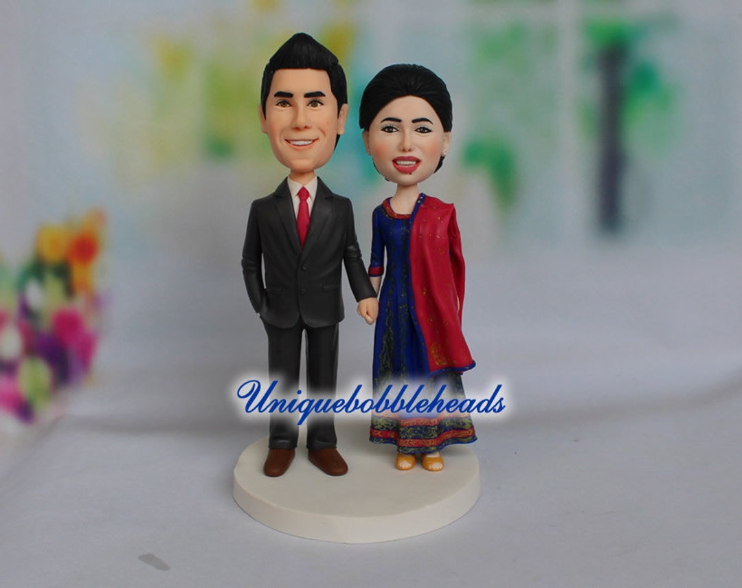 Custom Indian Wedding Cake Topper: Bride and Groom Bobbleheads - Etsy
