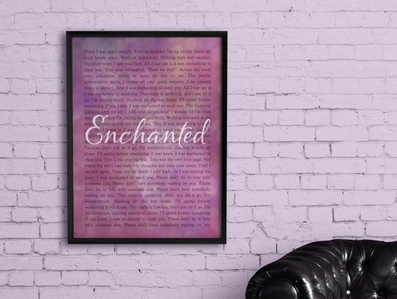 Enchanted Typography Poster Lyrics Instant Download | Etsy