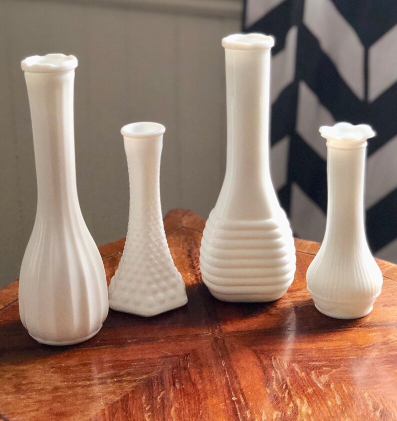 Assorted Vintage Milk Glass Vases - Etsy