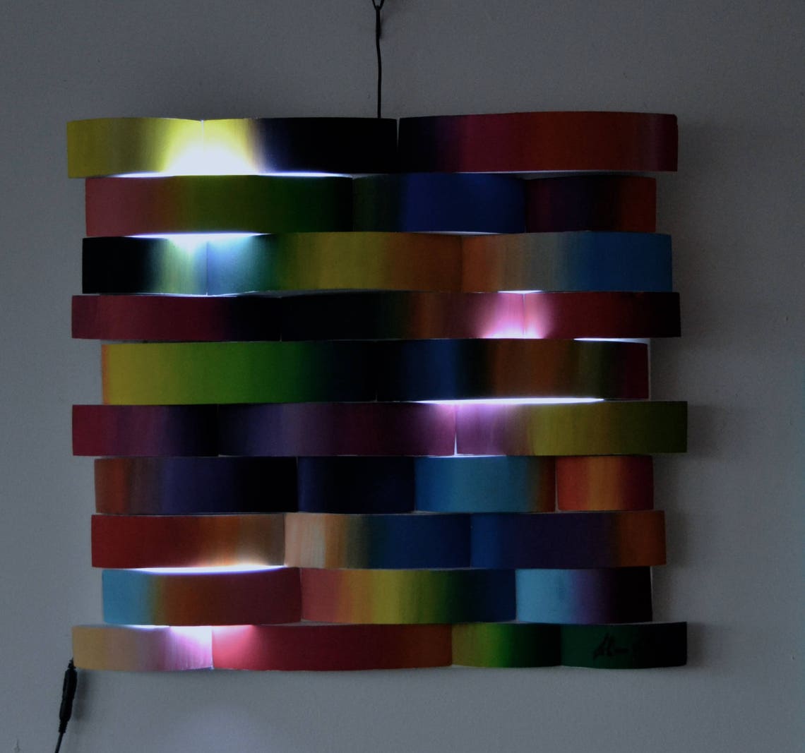 LED Wooden Panel 3D Lighted Wall Art Original Painting | Etsy