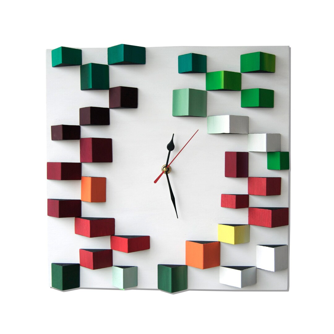 Deco Angles / Wood Wall Clock / Geometric Mosaic / Design Liliana ...