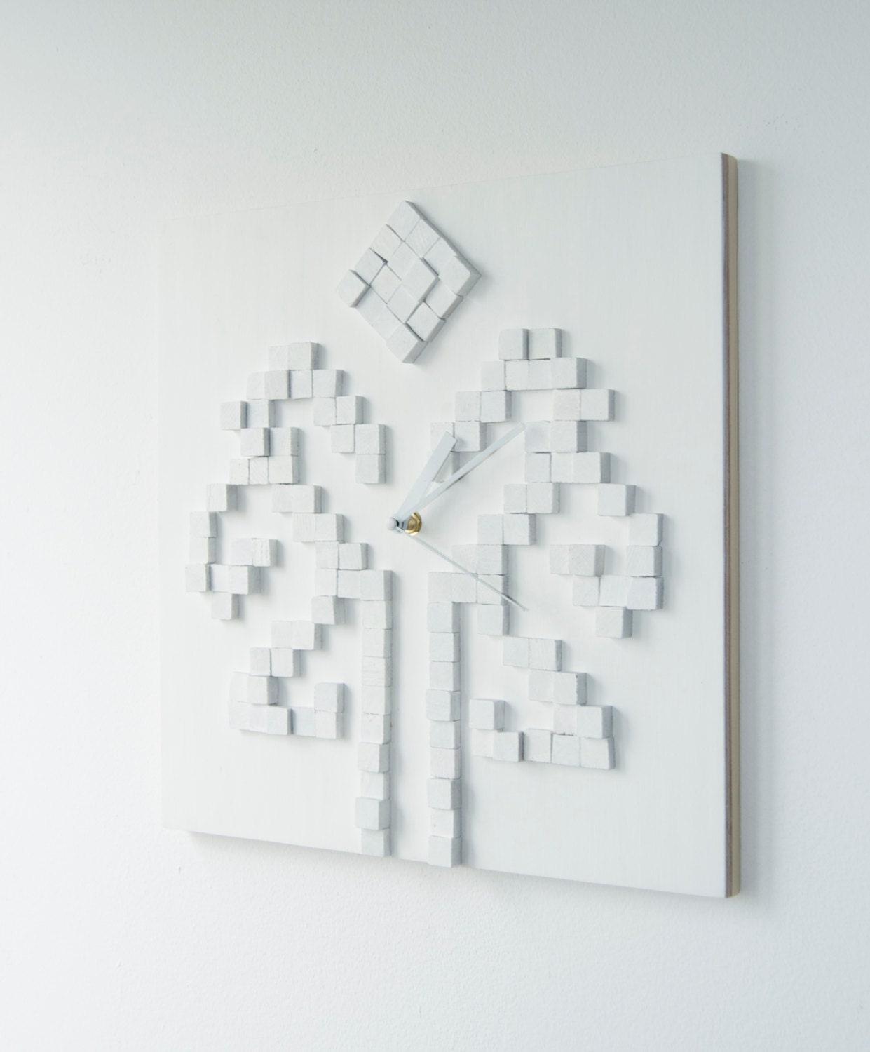 All WHITE Wood Wall Clock the Tree / 3D Wood - Etsy