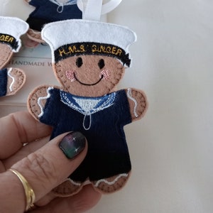 British Navy Sailor Gift, Naval Gifts for Sailors, Felt Gingerbread Man ...