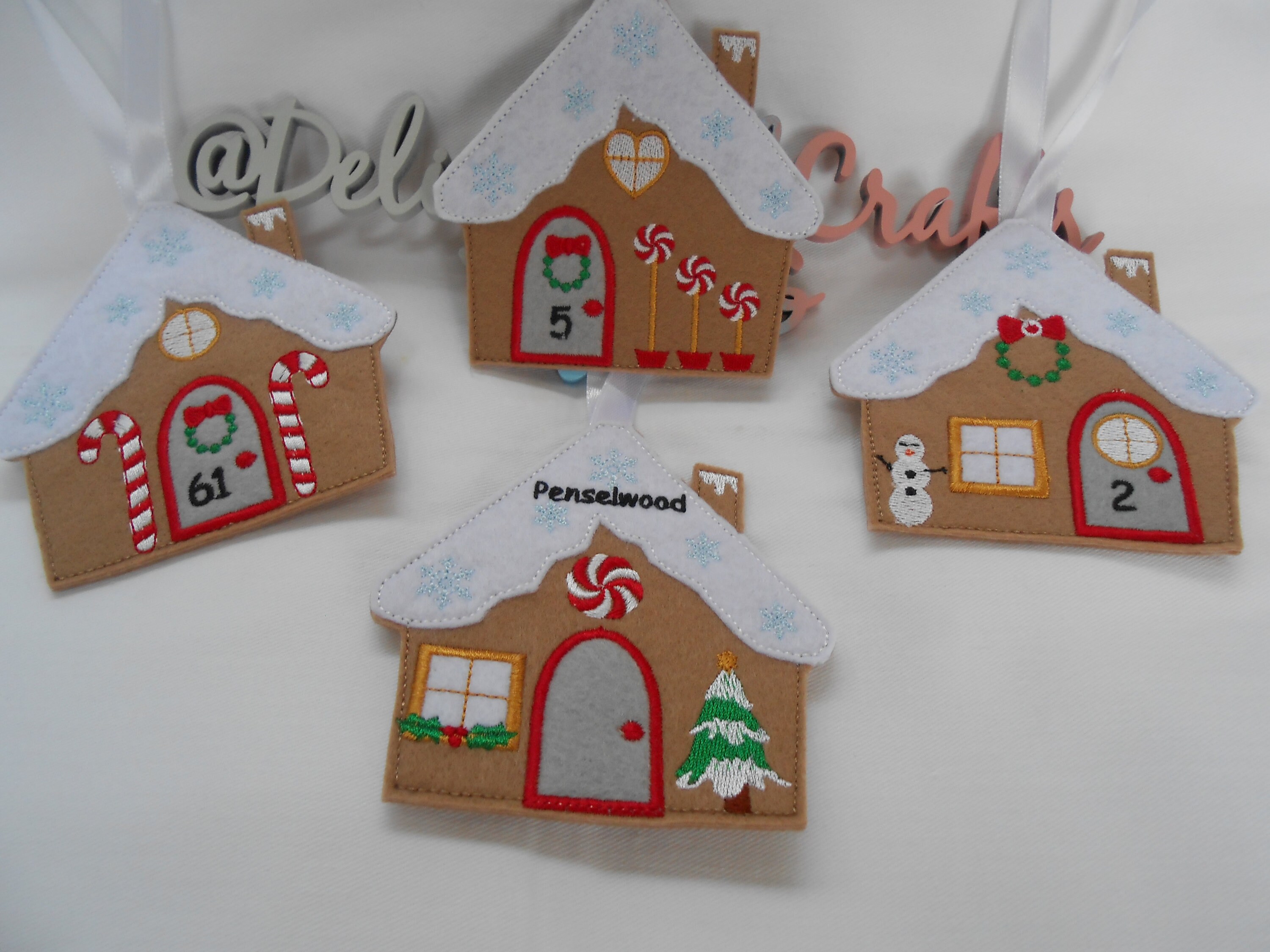 Gingerbread House With Name, Number House Decorations, House Tree ...