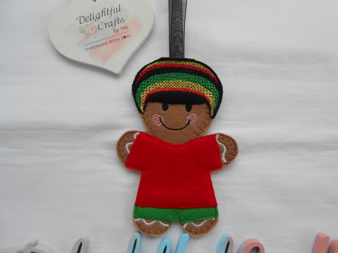 Jamaican Gingerbread Man, Felt Hanging Decoration, Rasta Gifts ...