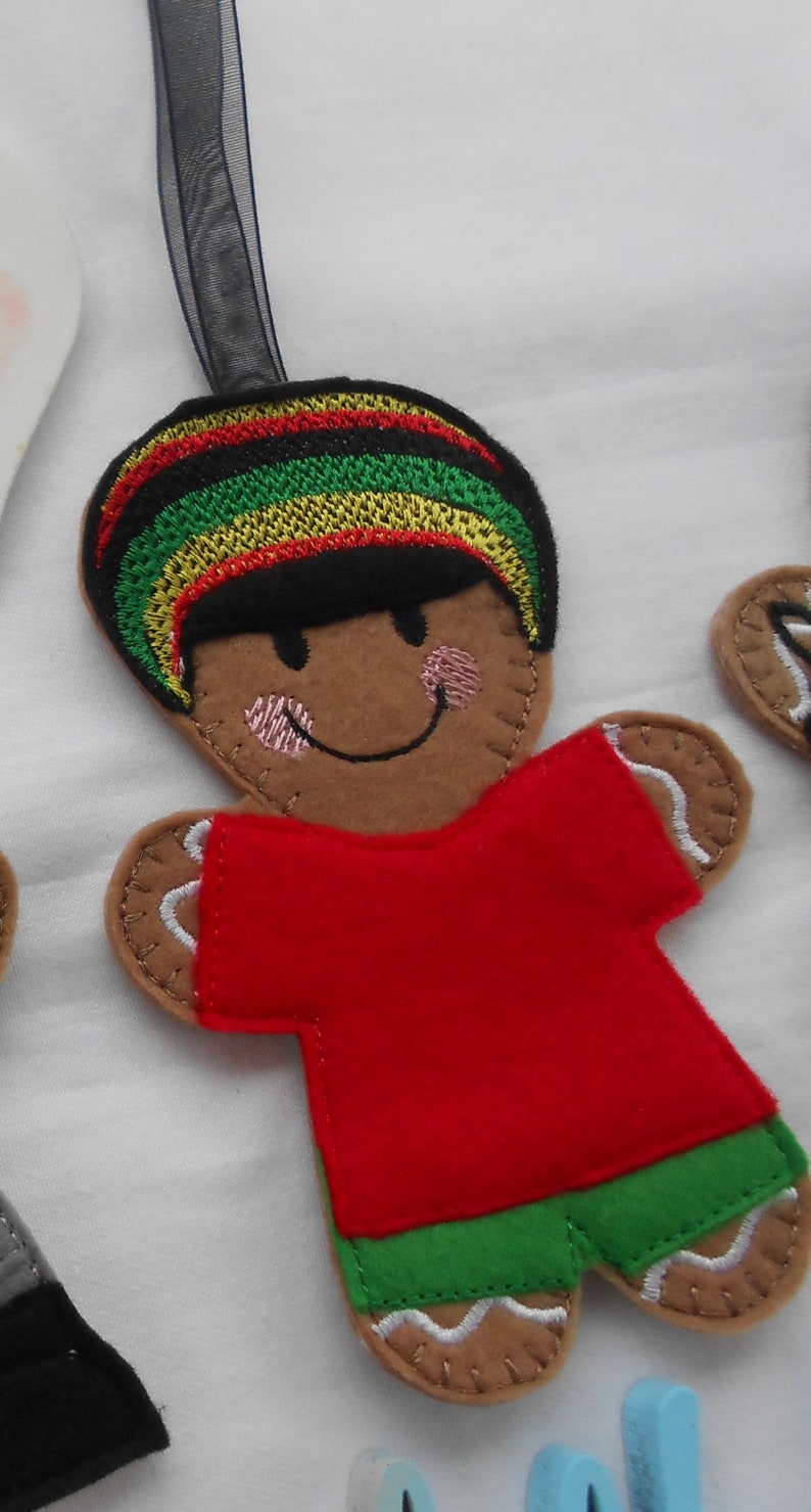 Jamaican Gingerbread Man, Felt Hanging Decoration, Rasta Gifts ...