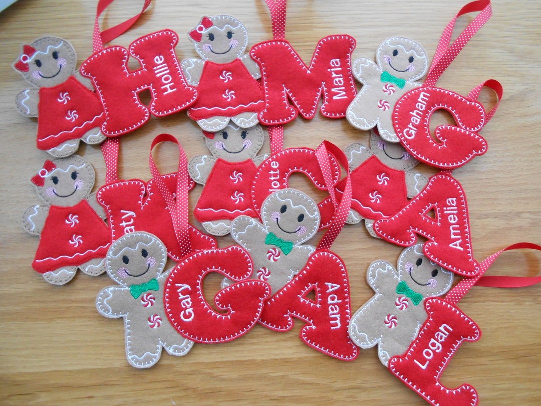 Alphabet Letter Christmas Ornament, Gingerbread Decorations for Trees ...