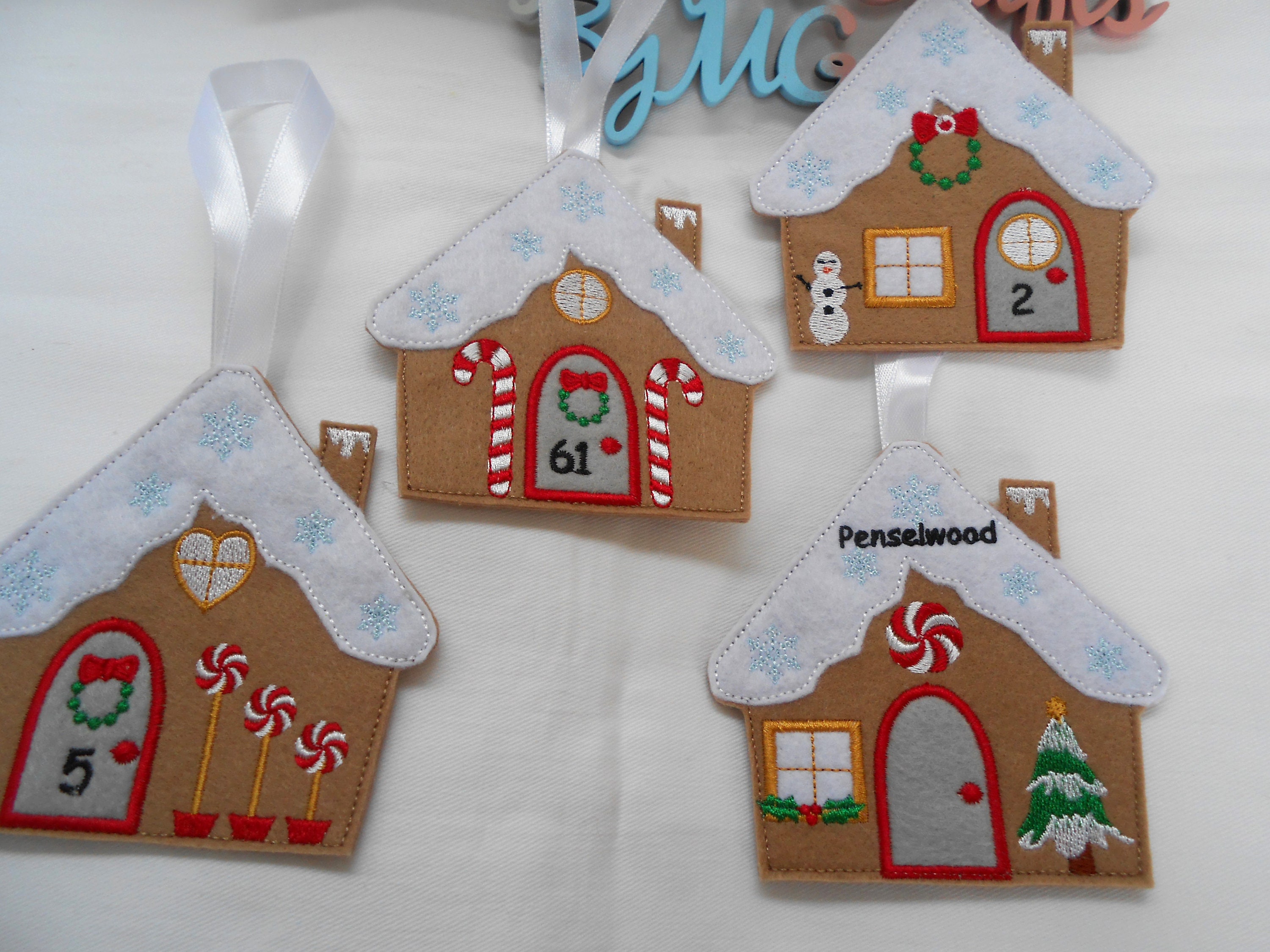 Gingerbread House With Name, Number House Decorations, House Tree ...