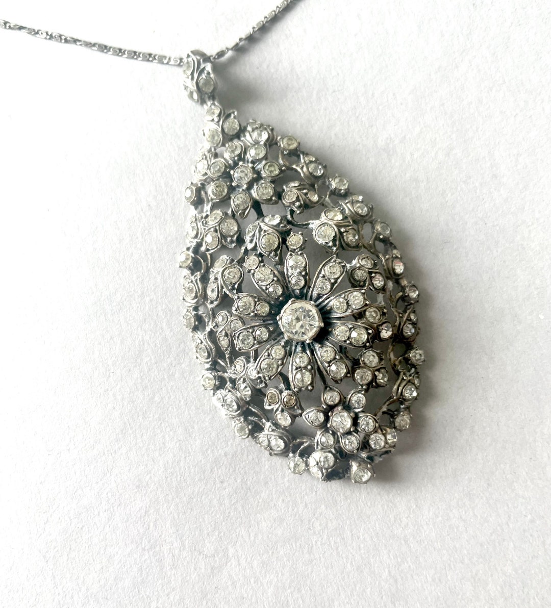 Antique Paste Necklace Sterling Antique Paste Pendant. Paste Sterling ...