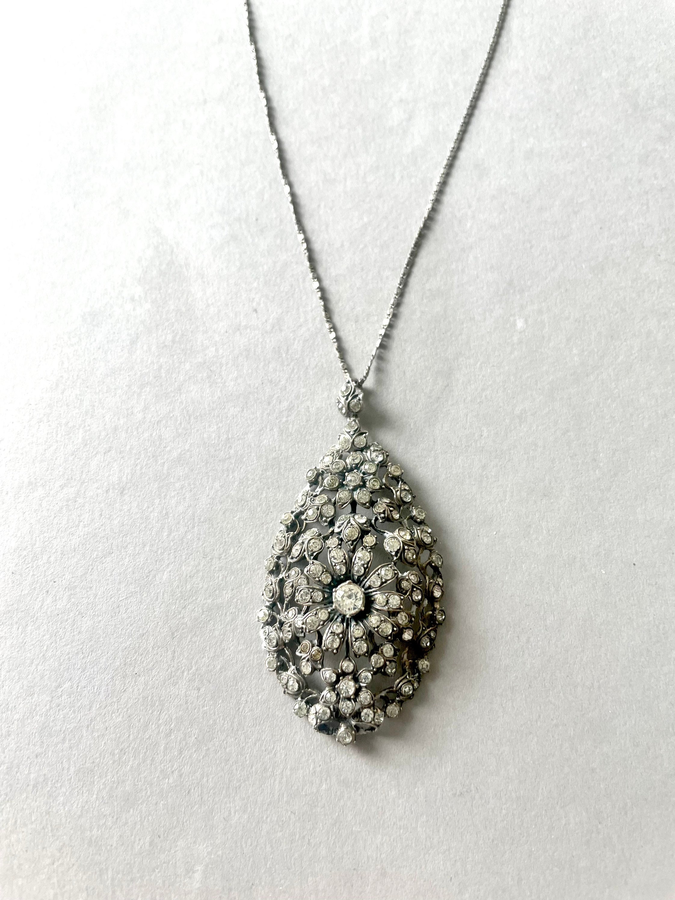 Antique Paste Necklace Sterling Antique Paste Pendant. Paste Sterling ...