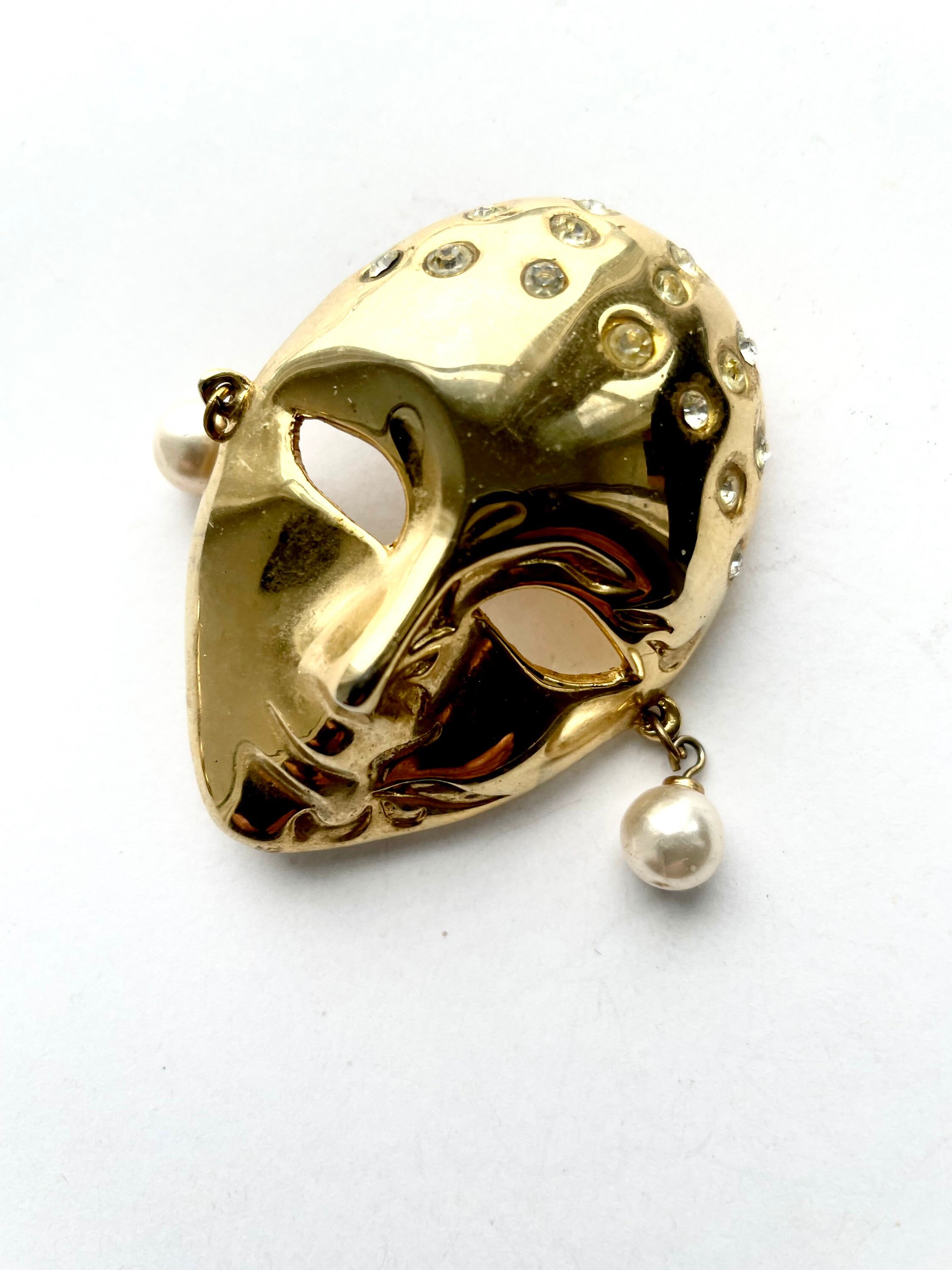 Vintage Face Mask 1980s Vintage Mask Set. Pin and Earring Mask Vintage ...