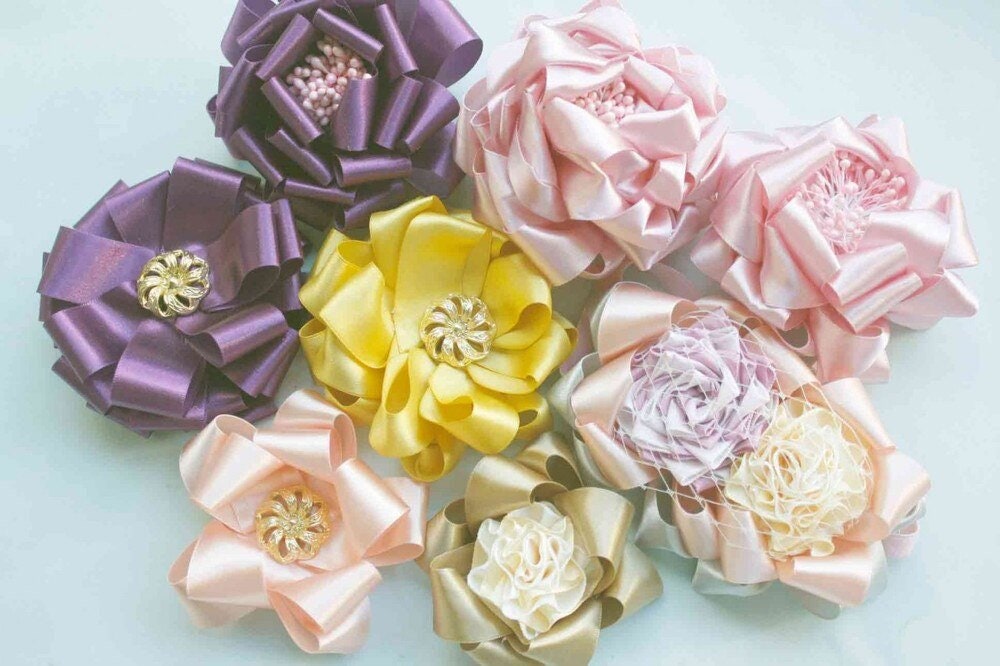 Ribbon Flower Tutorial - Carmina Blooms Hair Bow - Fabric Flower ...