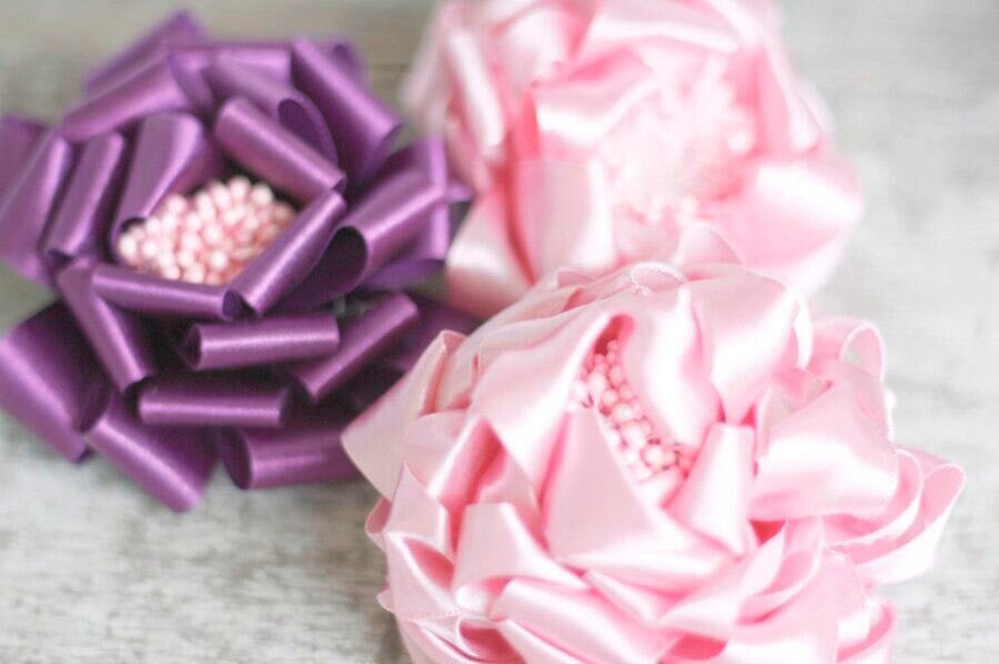 Ribbon Flower Tutorial - Carmina Blooms Hair Bow - Fabric Flower ...
