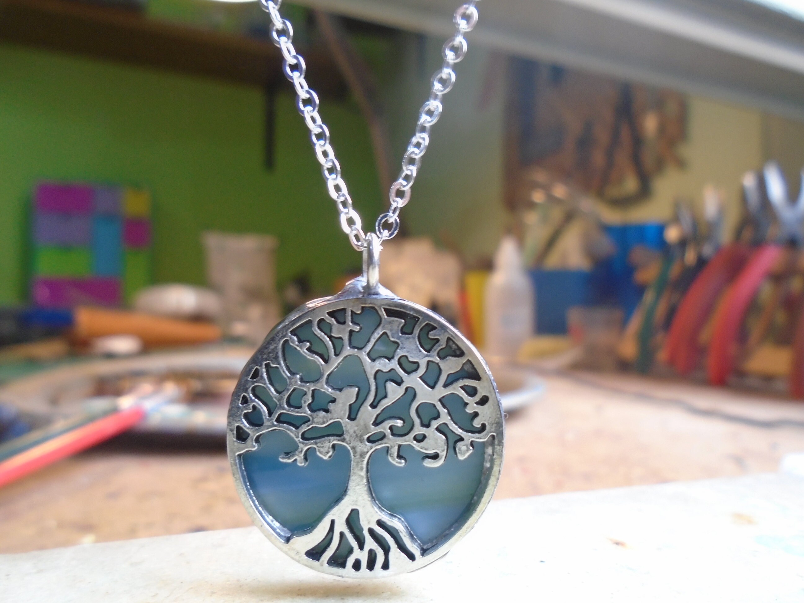 Small Tree of Life Necklace, Stained Glass Jewelry, Best Friend ...