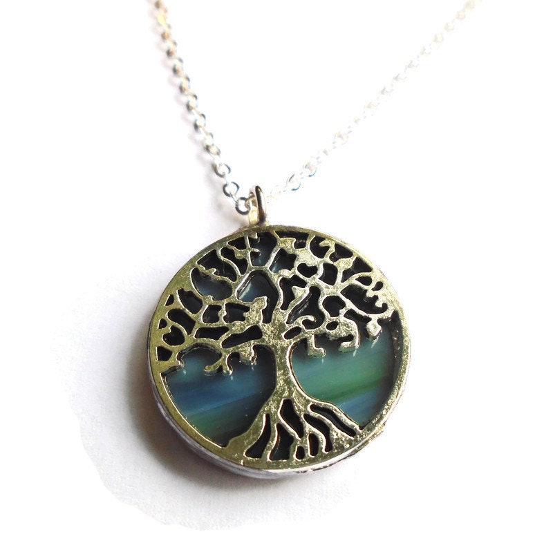 Small Tree of Life Necklace, Stained Glass Jewelry, Best Friend ...