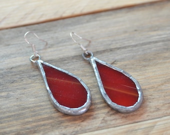 Red Dangle Earrings - Etsy