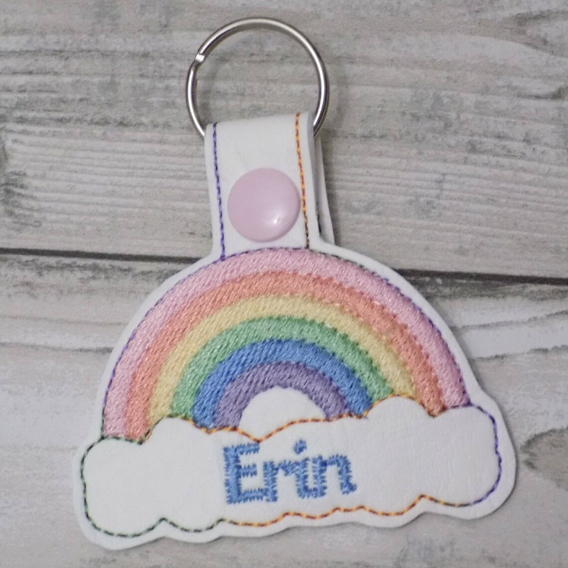 Rainbow keyring personalised rainbow keyring book bag tag | Etsy
