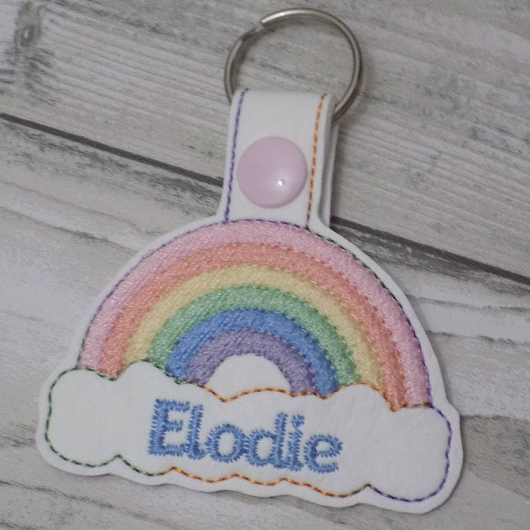 Rainbow Keyring, Personalised Rainbow Keyring, Book Bag Tag, Rainbow ...